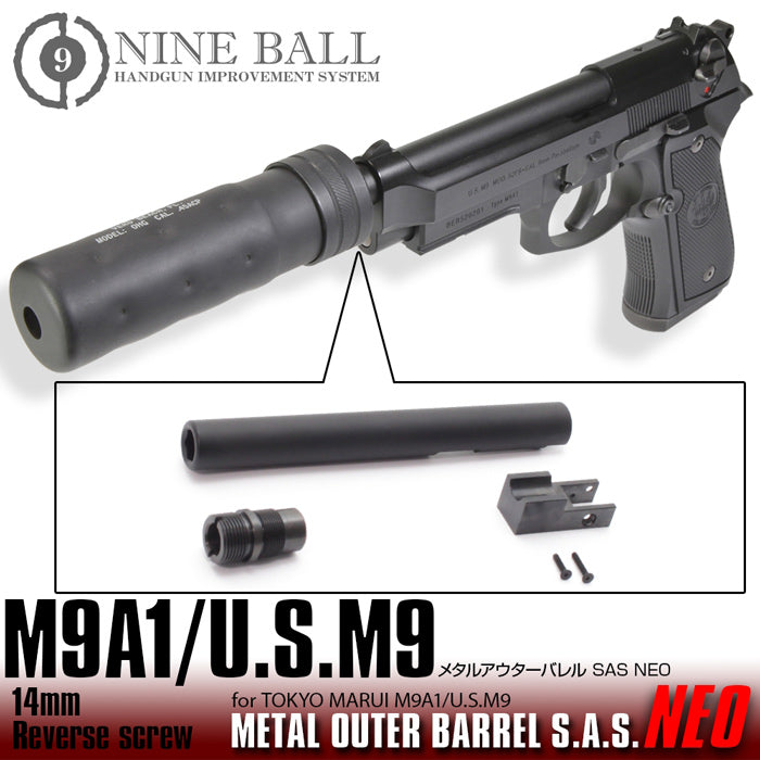 NINE BALL Marui M9A1/US.M9 Metal Outer Barrel SAS NEO[14mm CCW ...